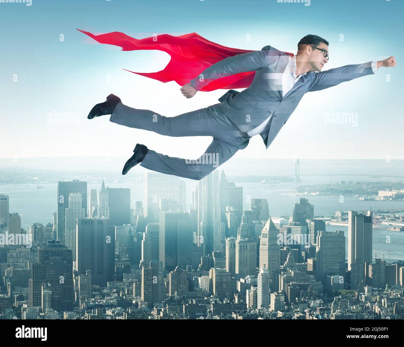 The businessman in superhero concept with red cover Stock Photo - Alamy