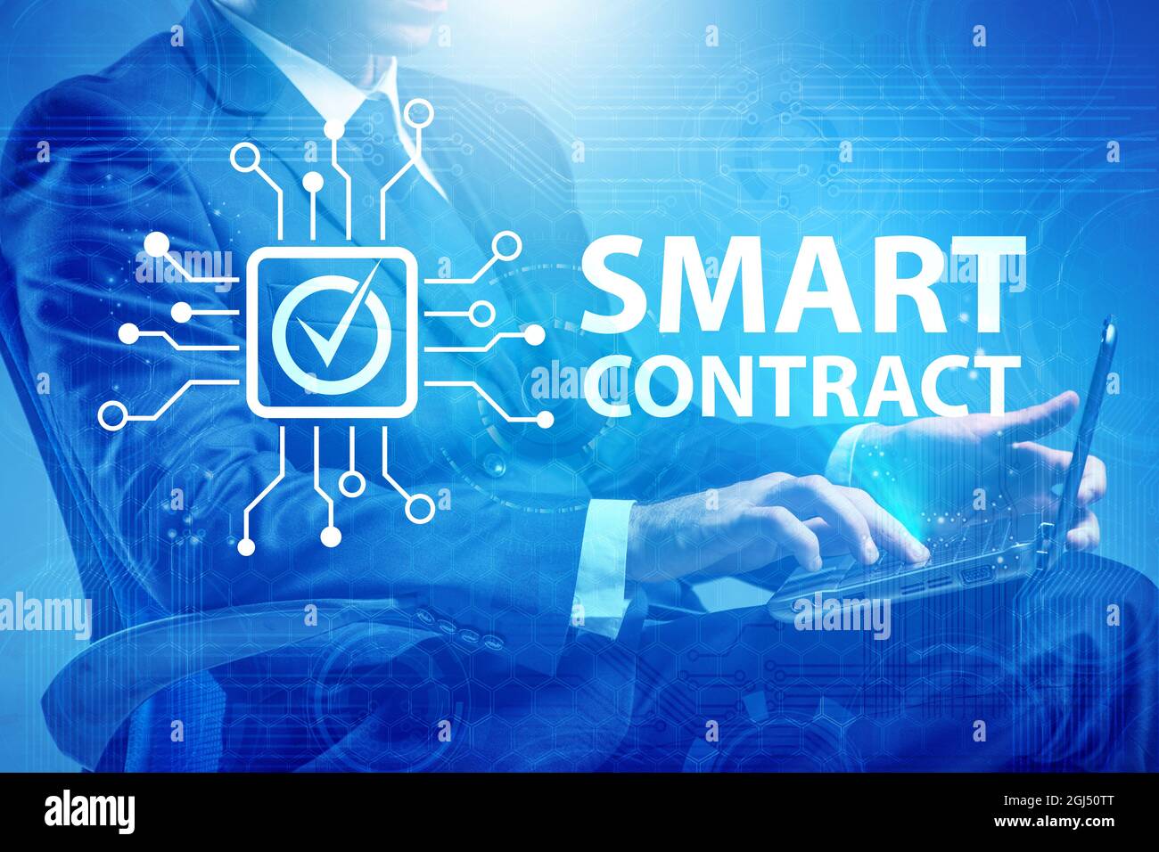 Smart contract as the illustration of blockchain concept Stock Photo ...