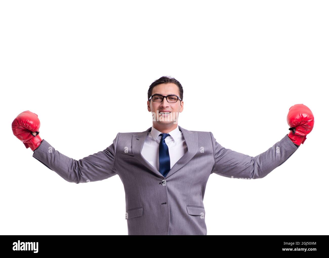 The businessman boxing isolated on the white background Stock Photo - Alamy