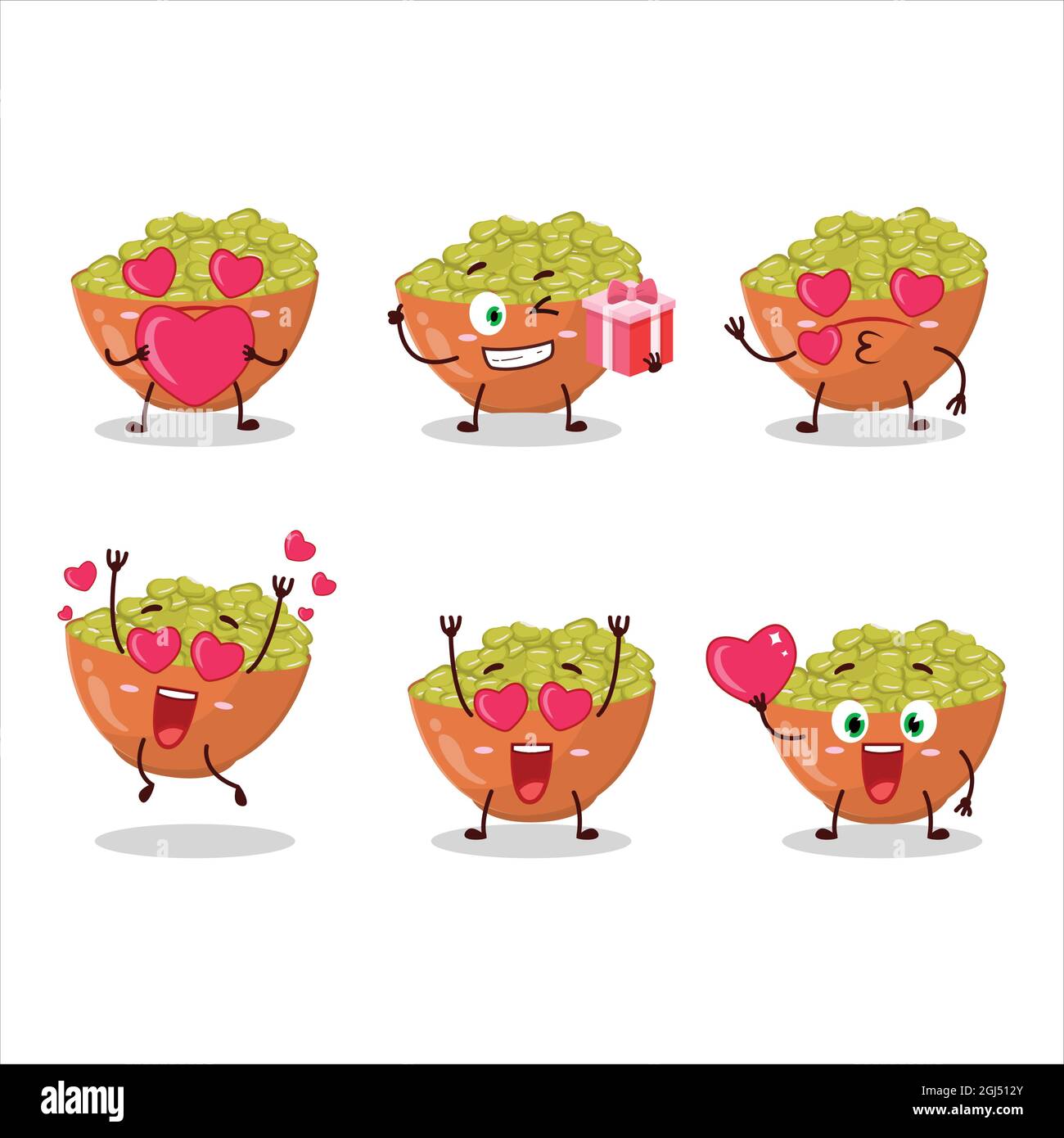 Mung beans cartoon character with love cute emoticon. Vector ...