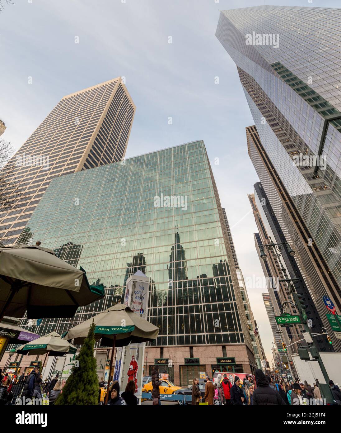 The new york skyscrapers vew from street level Stock Photo - Alamy