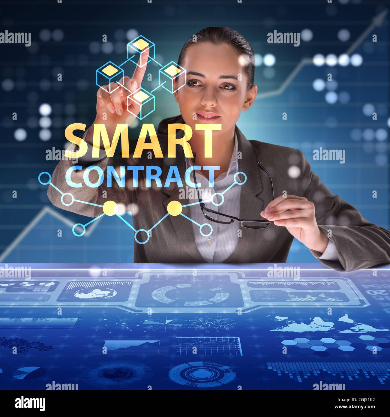 Smart contract as the illustration of blockchain concept Stock Photo ...