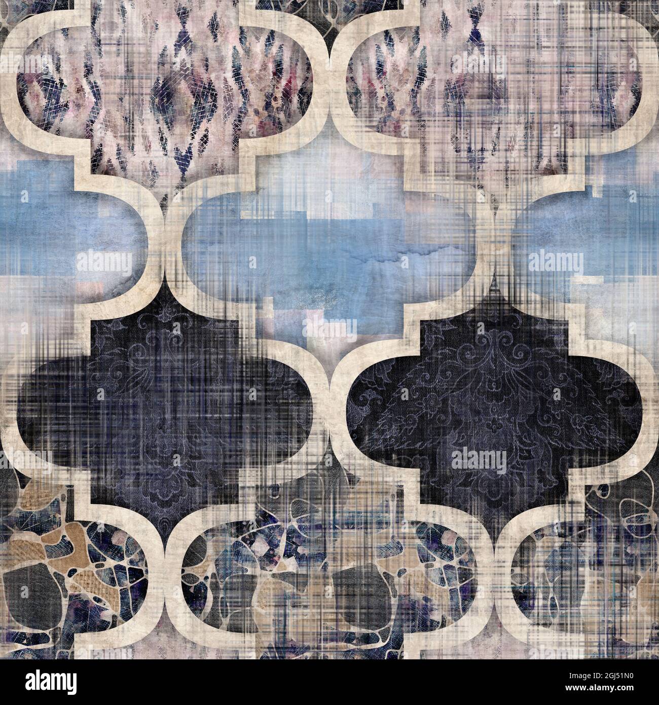 Seamless Moroccan inspired highly textured pattern for surface print ...