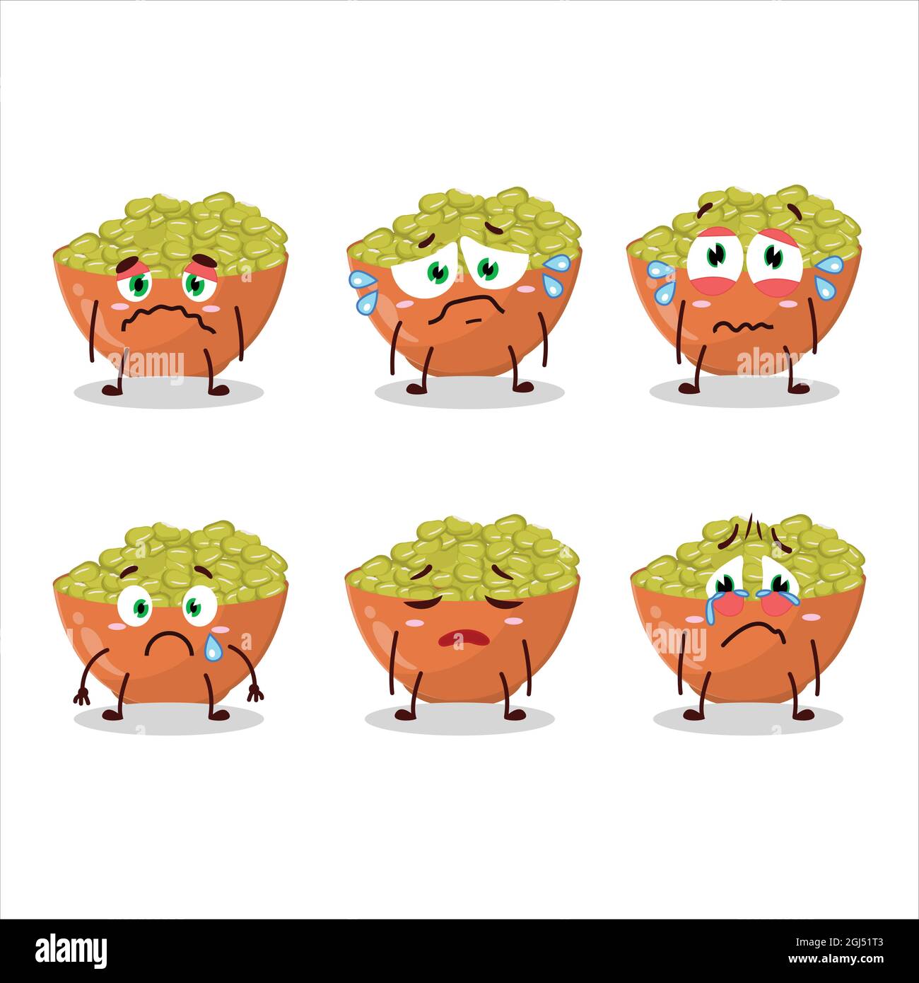 Mung beans cartoon in character with sad expression. Vector ...
