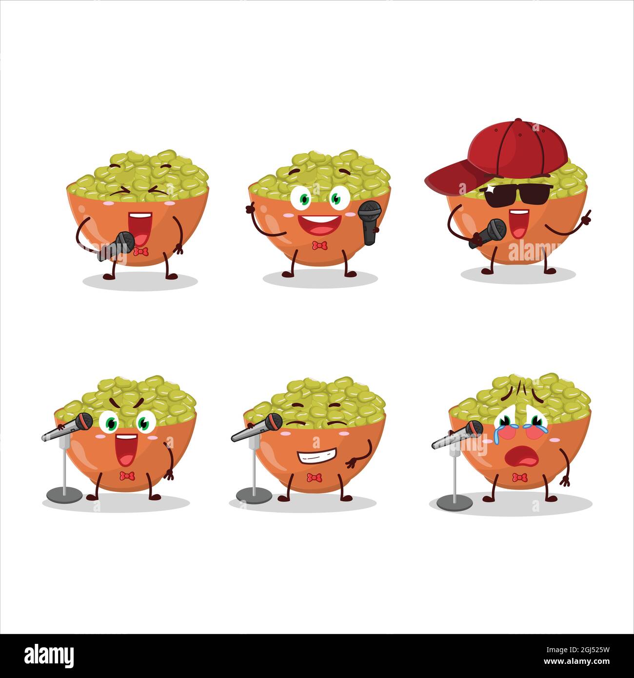 A Cute Cartoon design concept of mung beans singing a famous song ...