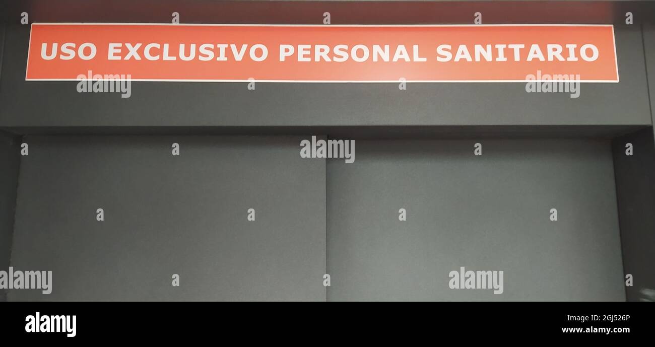Interior view of a building with the writing "Sanitary for personal use ...
