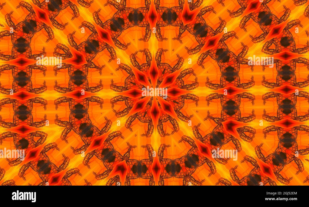 Architectural orange blueprint background. Orange kaleidoscope, modern ...