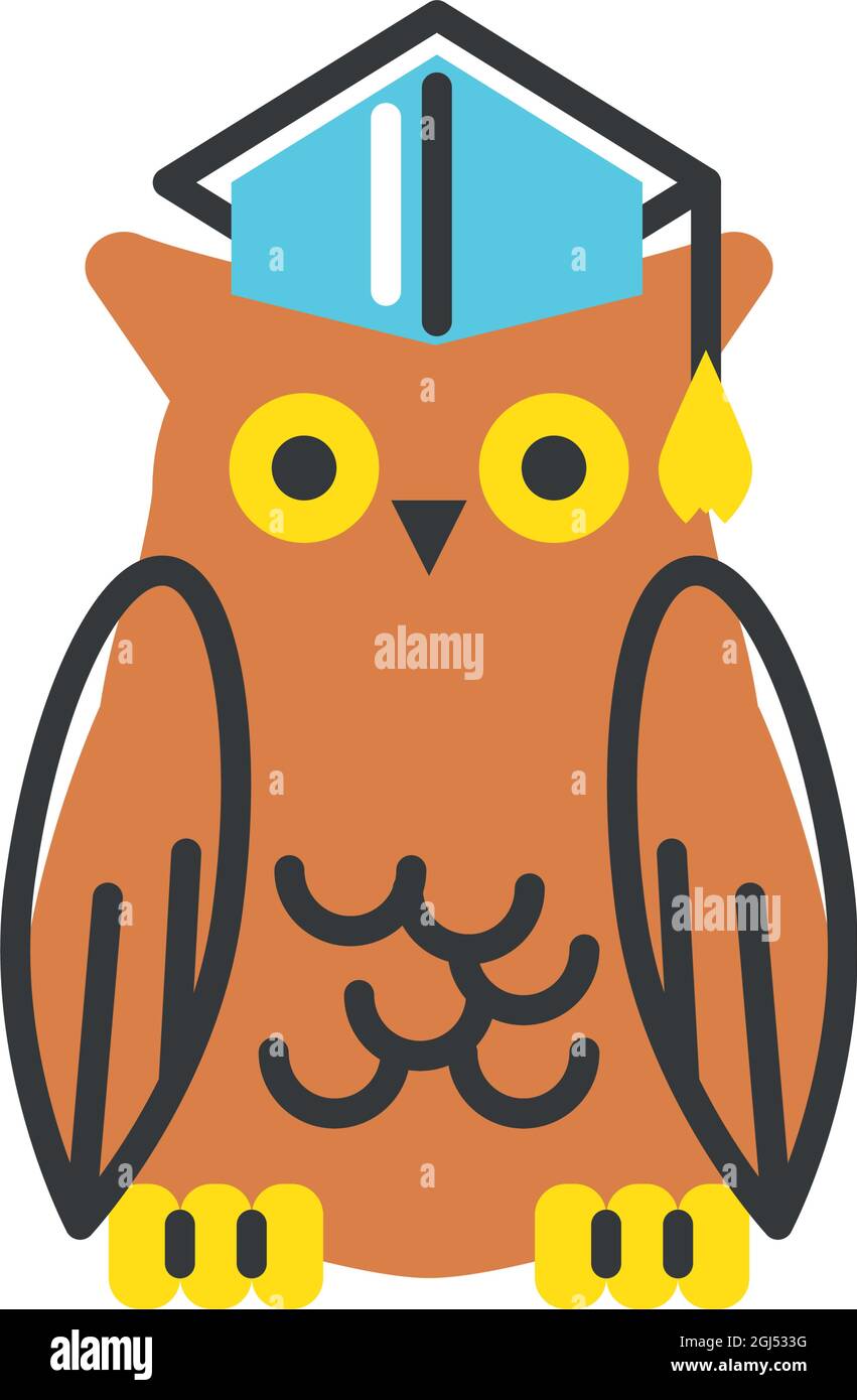 Owl cartoon graduation cap icon hi-res stock photography and images - Alamy