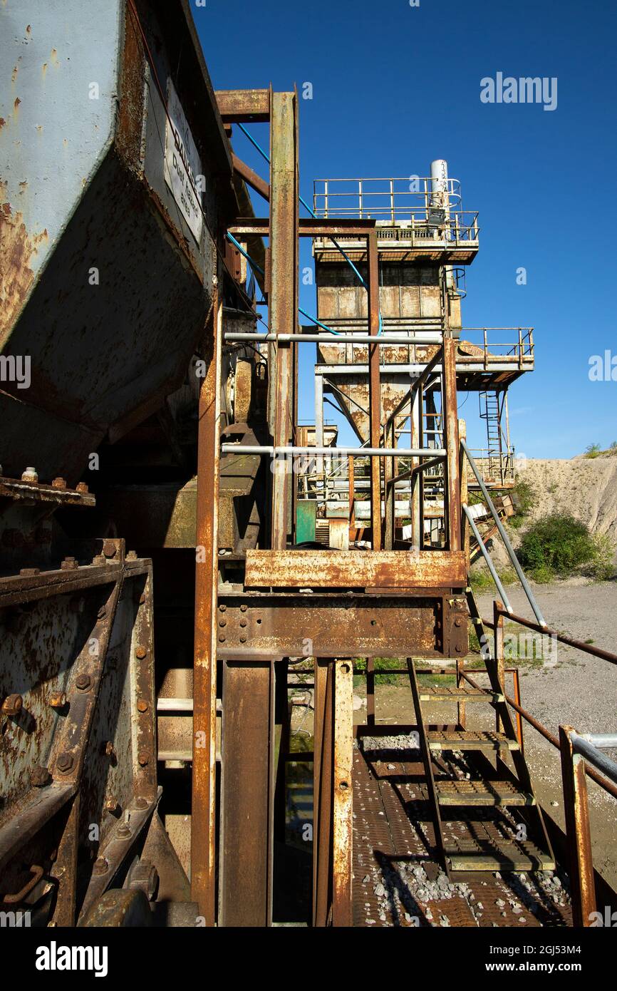 Abandoned rusty quarry equipment in Crich, Derbyshire, Uk Stock Photo ...