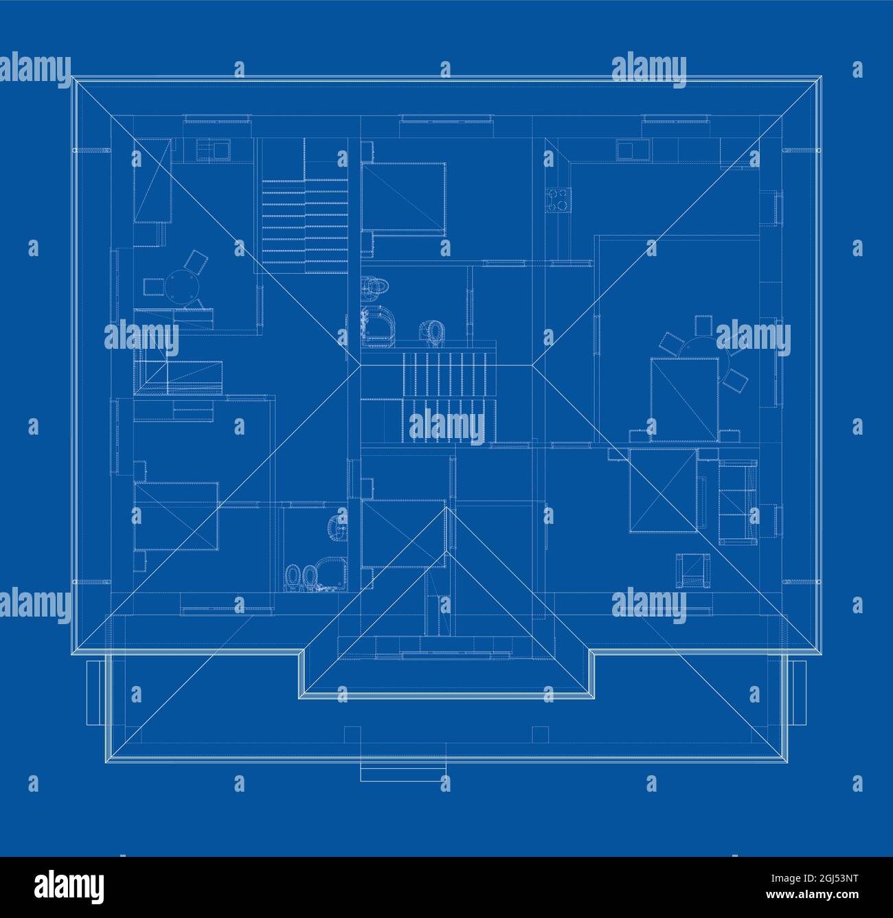 Residential building technical drawing. Vector Stock Vector Image & Art ...