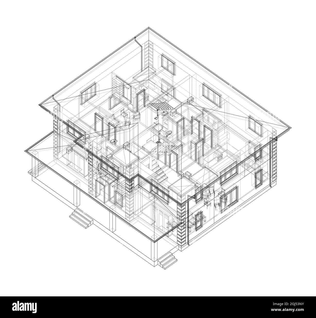 Residential building technical drawing. Vector Stock Vector Image & Art ...