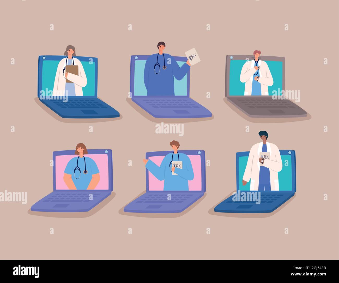 six virtual doctors Stock Vector Image & Art - Alamy