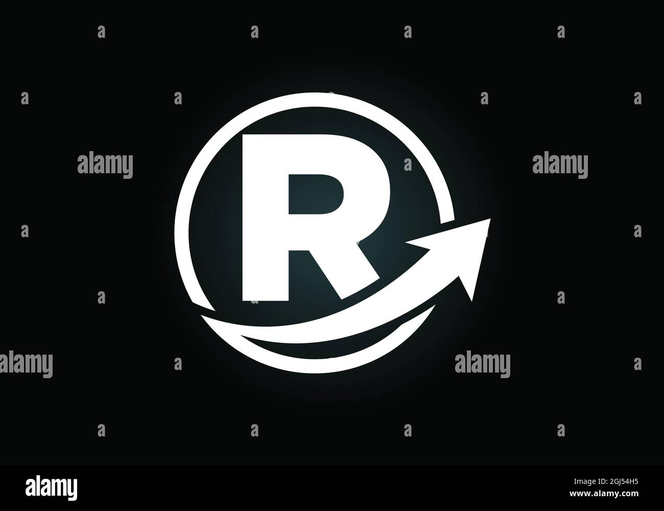 Initial R monogram alphabet symbol design incorporated with the arrow ...