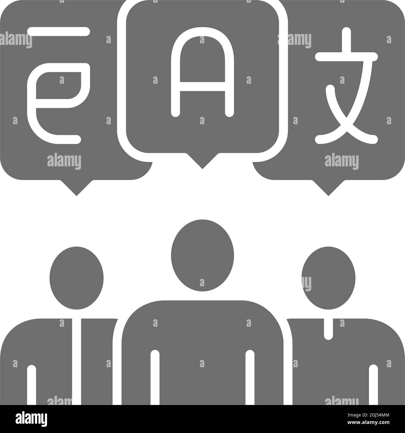 People with chat bubbles, foreign language, translation, conversation ...