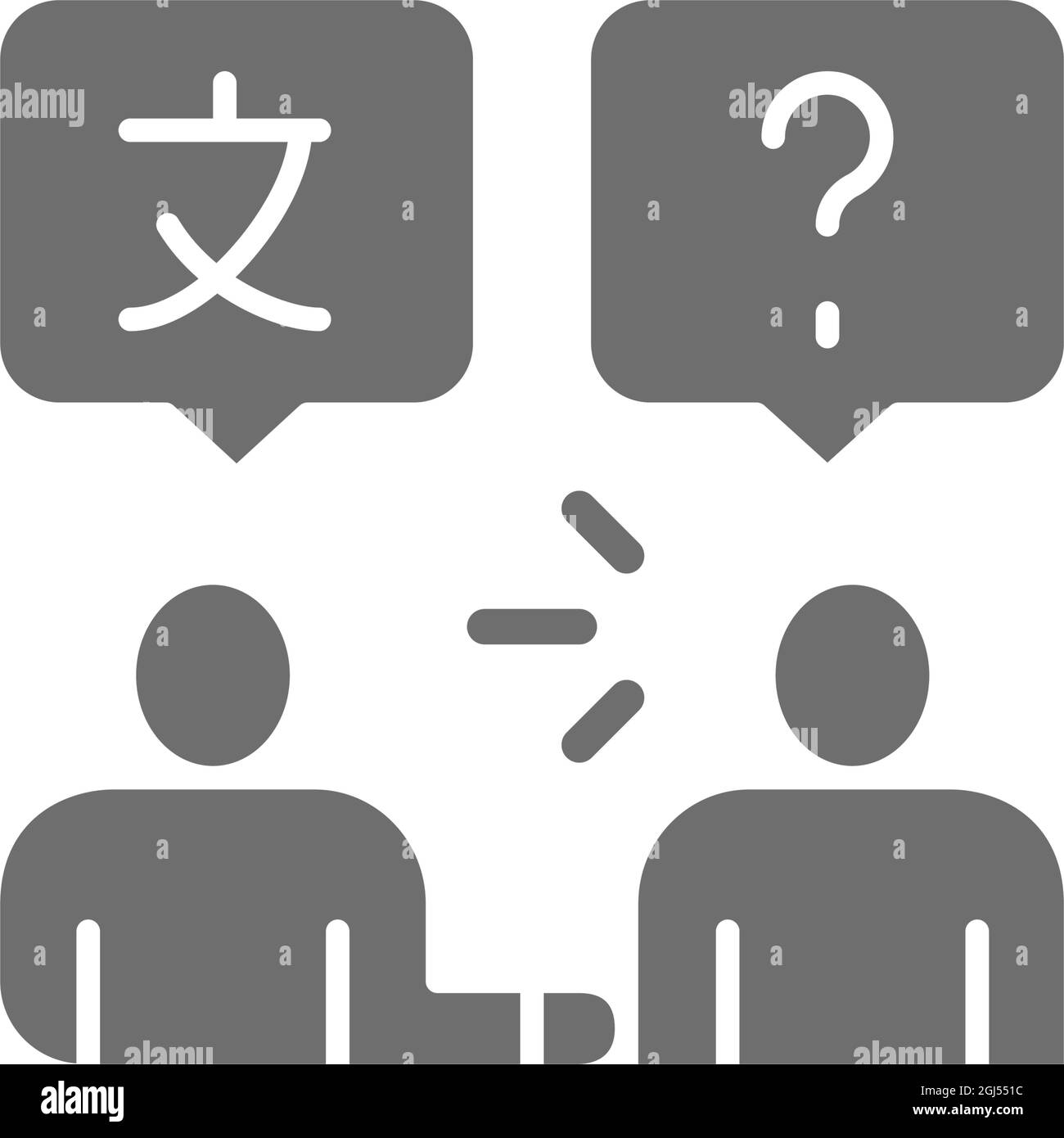 People speak foreign languages, chat, dialogue speech bubbles grey icon ...