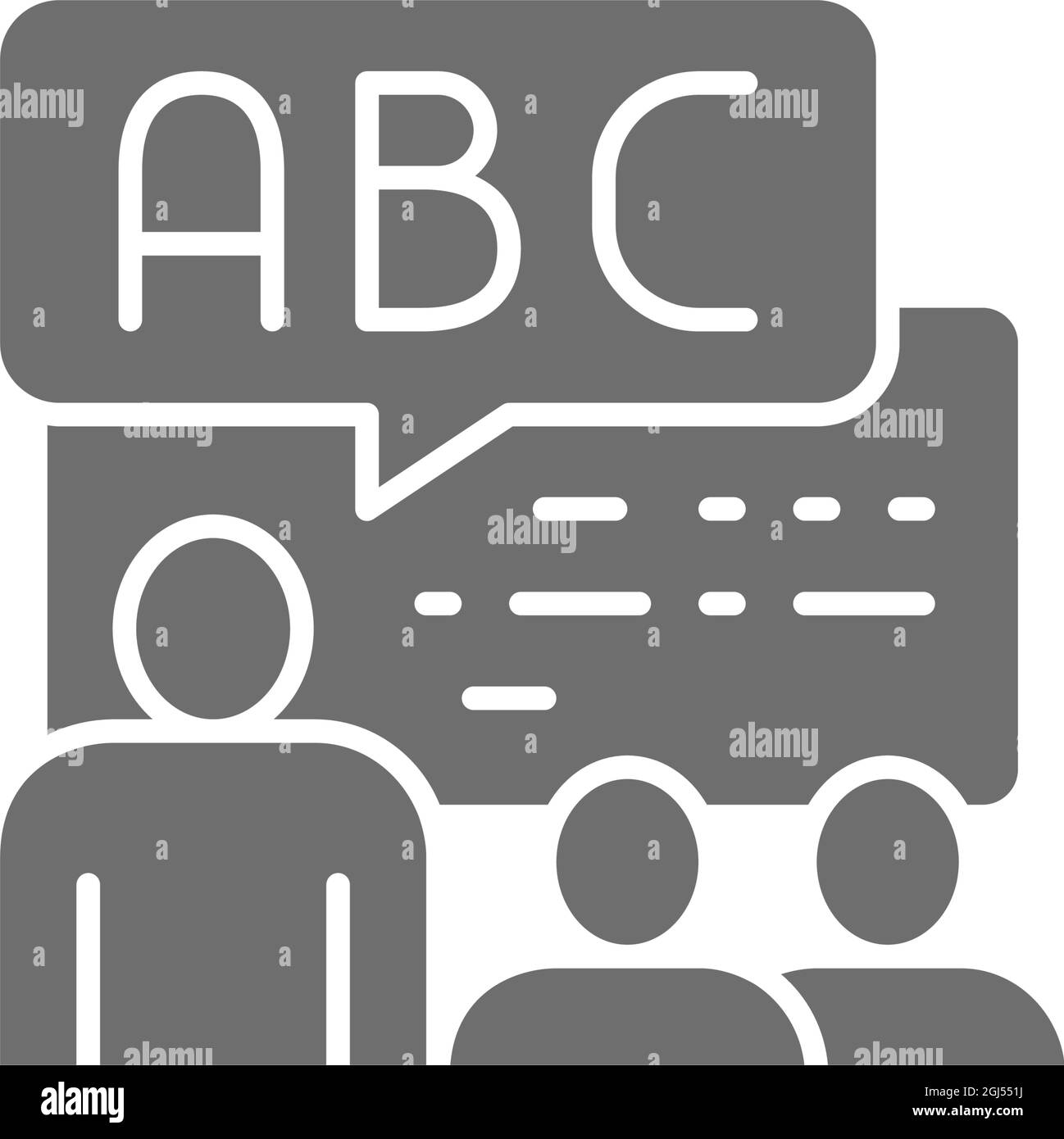 Vector foreign language lessons, training grey icon Stock Vector Image ...