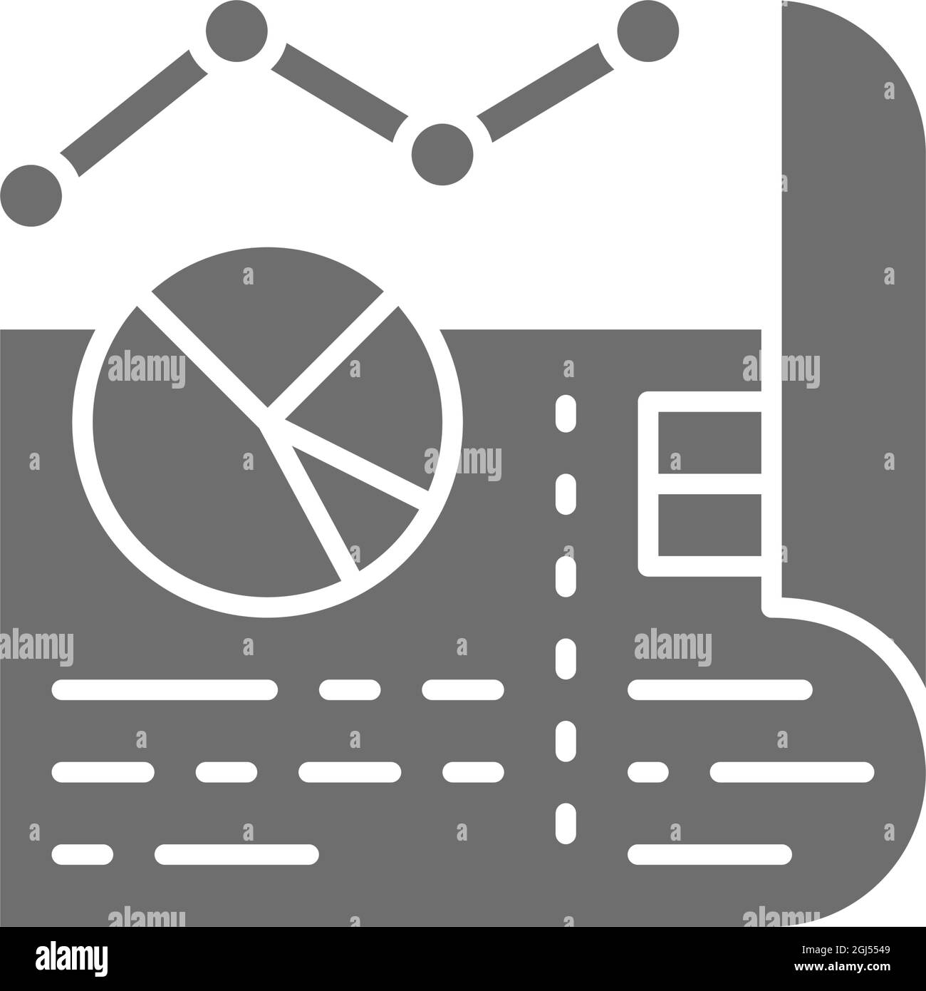 Document with diagrams and pie charts grey icon Stock Vector Image ...