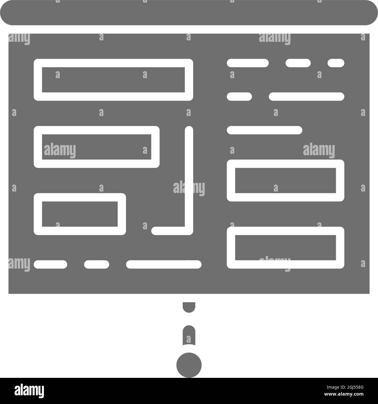 Projector screen with presentation, tables, charts grey icon Stock ...