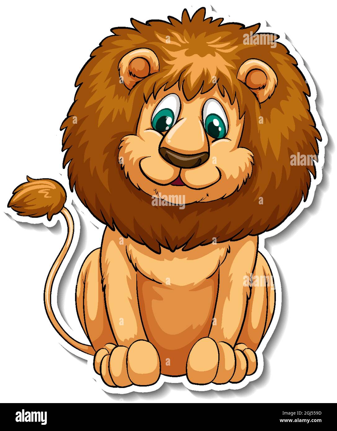 A sticker template of lion cartoon character illustration Stock Vector ...