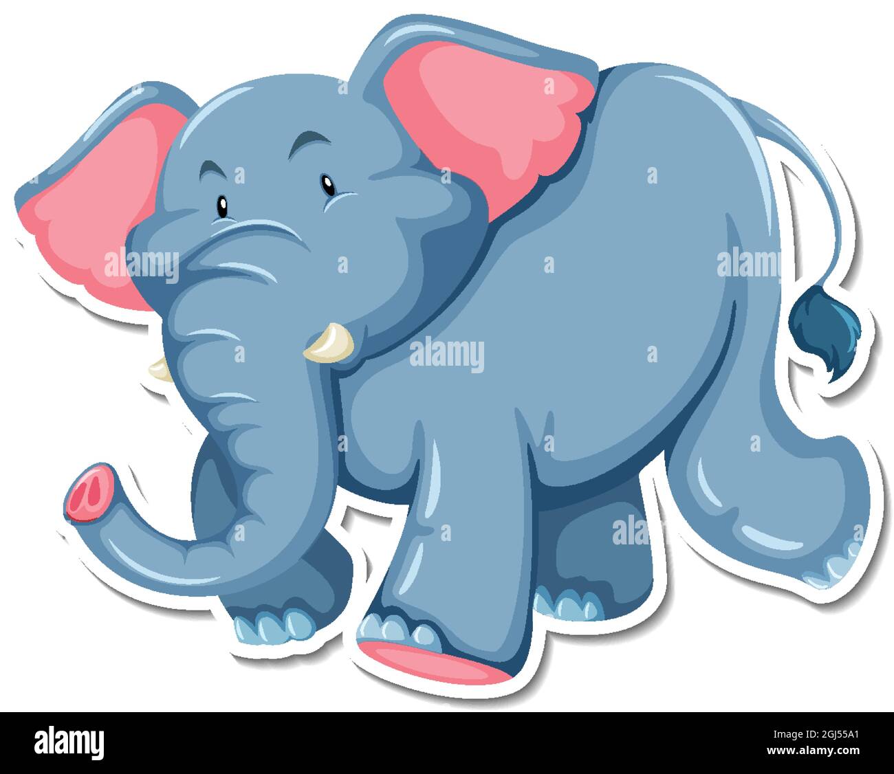 A sticker template of elephant cartoon character illustration Stock ...