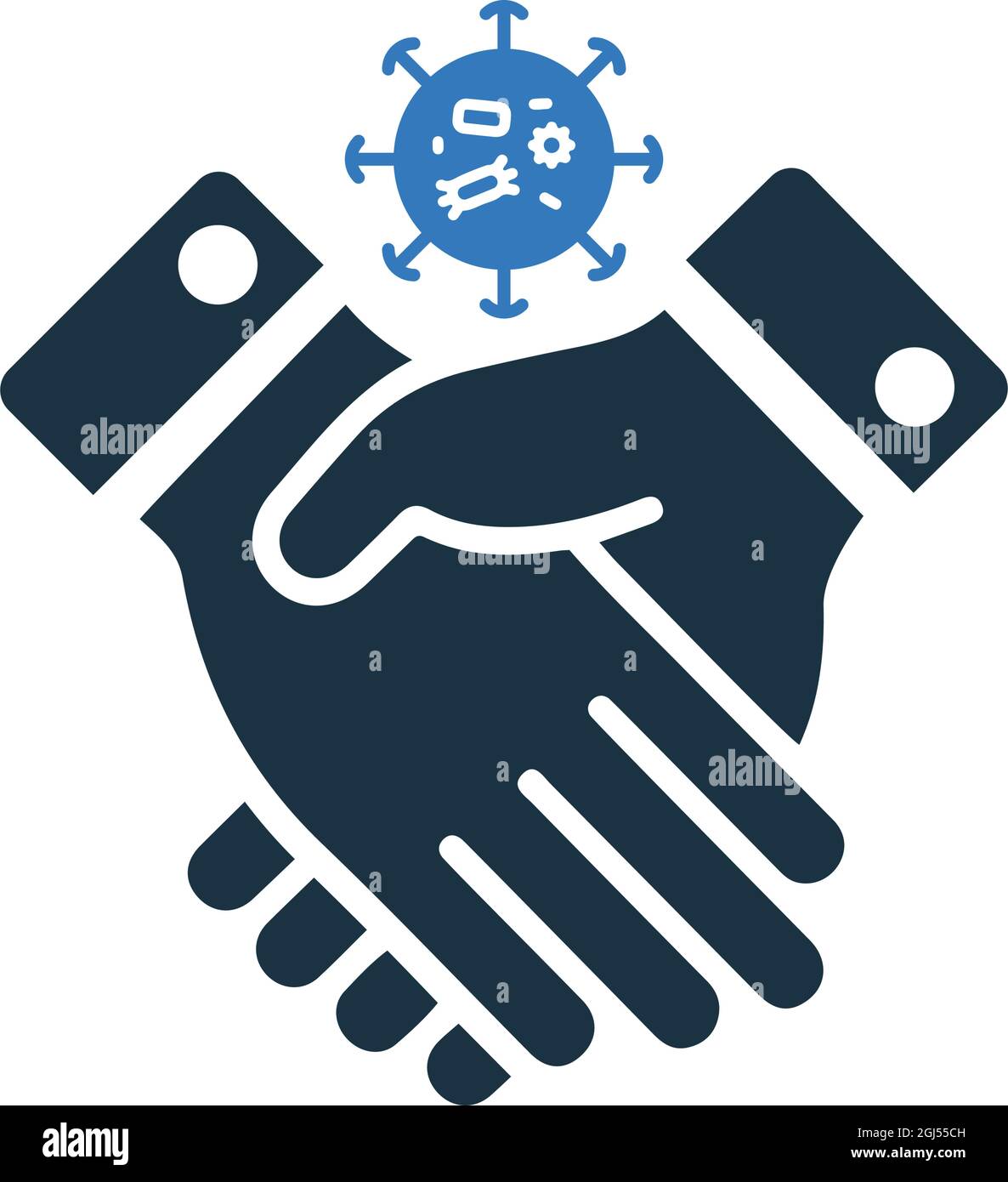 Contagion, coronavirus, handshake icon is isolated on white background ...