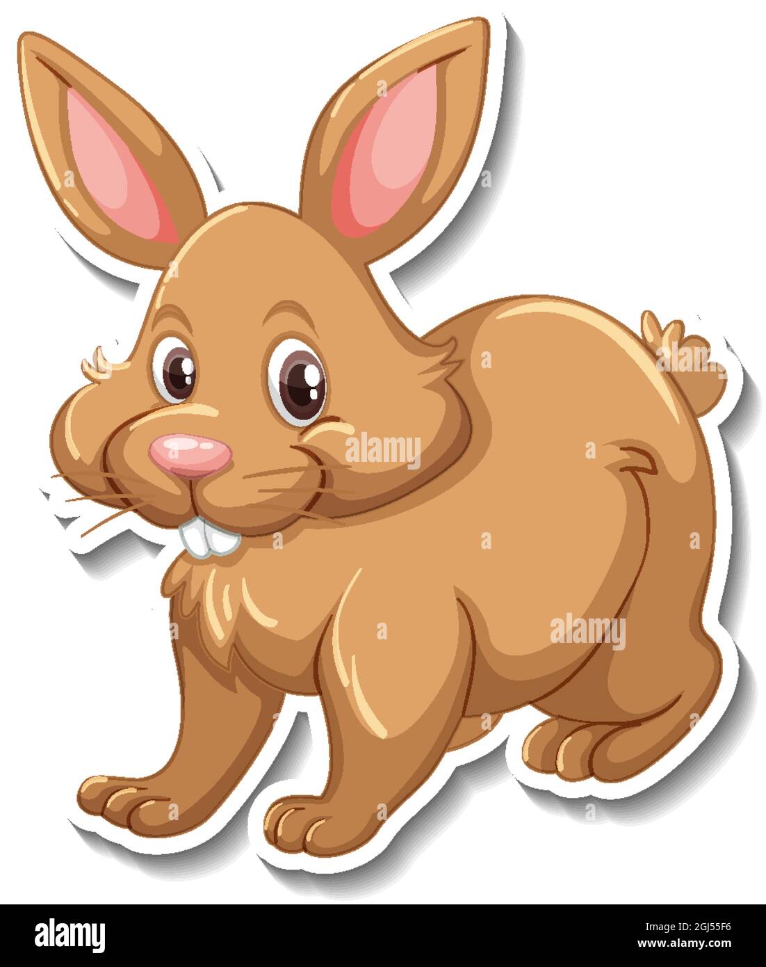 A sticker template of rabbit cartoon character illustration Stock ...