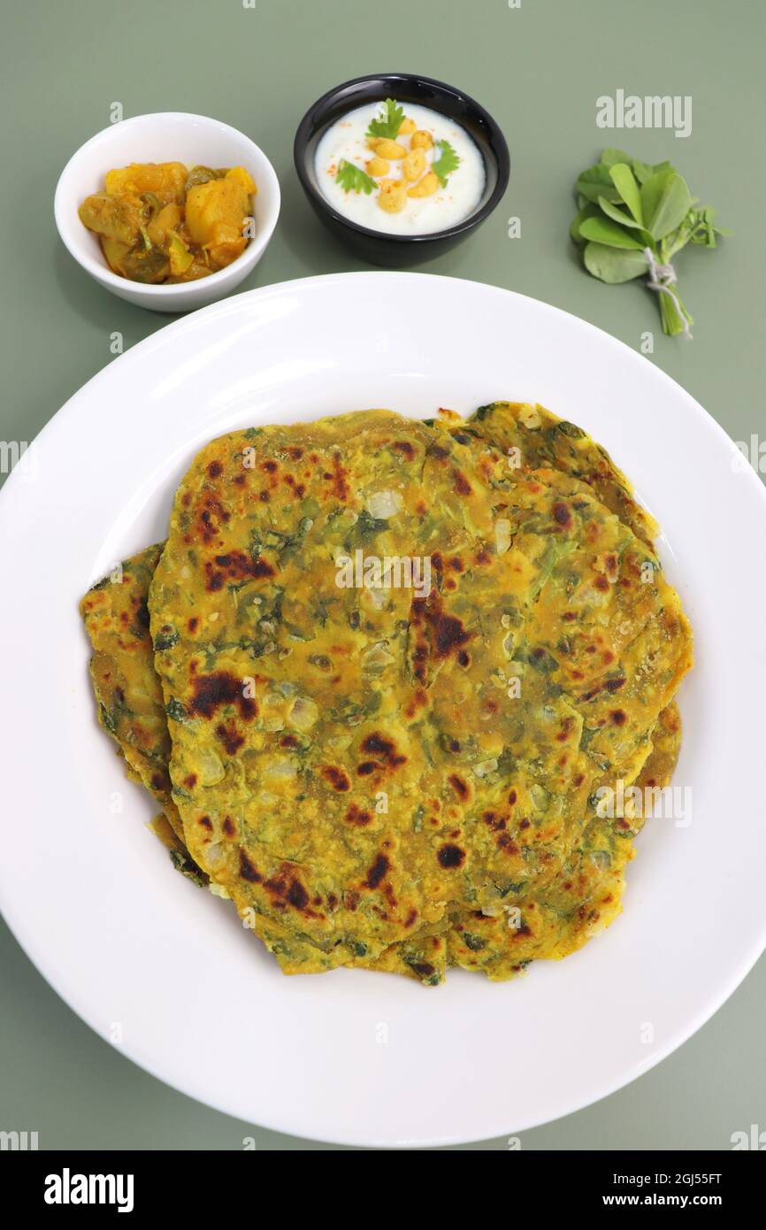A Food called Methi paratha or Methi thepla is an Indian breakfast dish ...