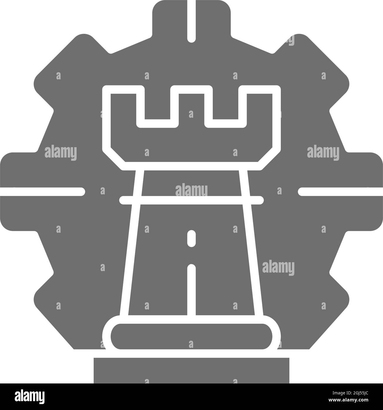 Business strategy, gear wheel with chess piece grey icon Stock Vector ...
