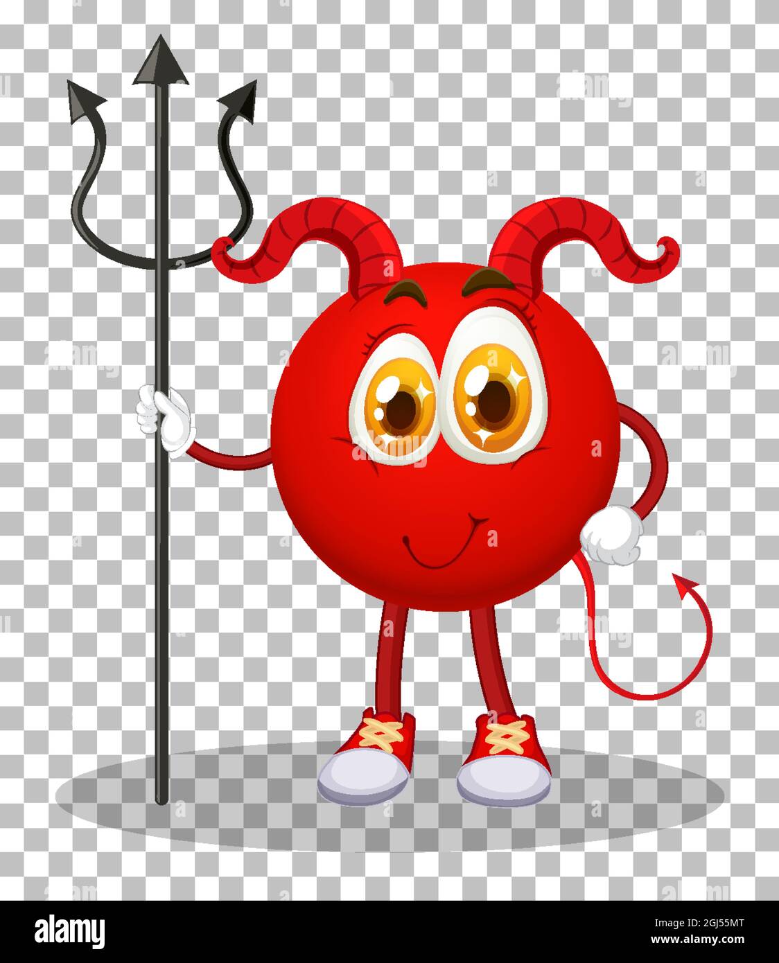 A Red Devil cartoon character with facial expression on transparent ...