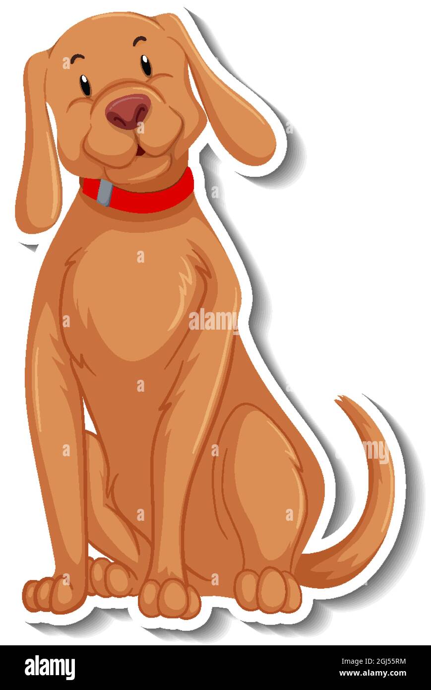 A sticker template of dog cartoon character illustration Stock Vector ...