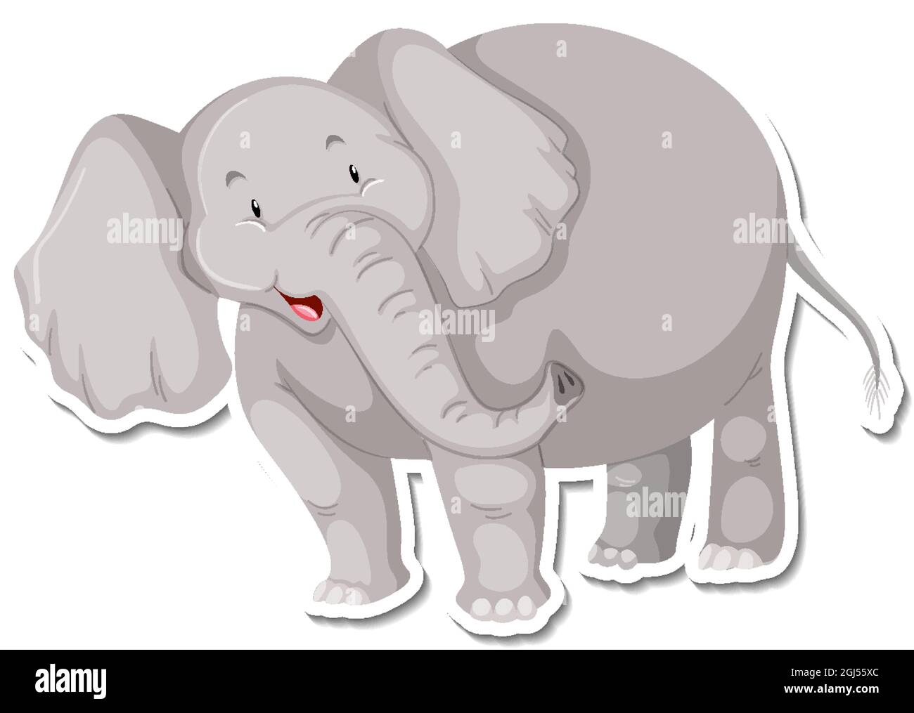 A sticker template of elephant cartoon character illustration Stock ...