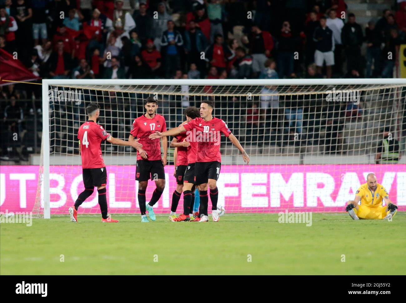 Rey Manaj (Albania)celebrating a goal with team during the Fifa World ...