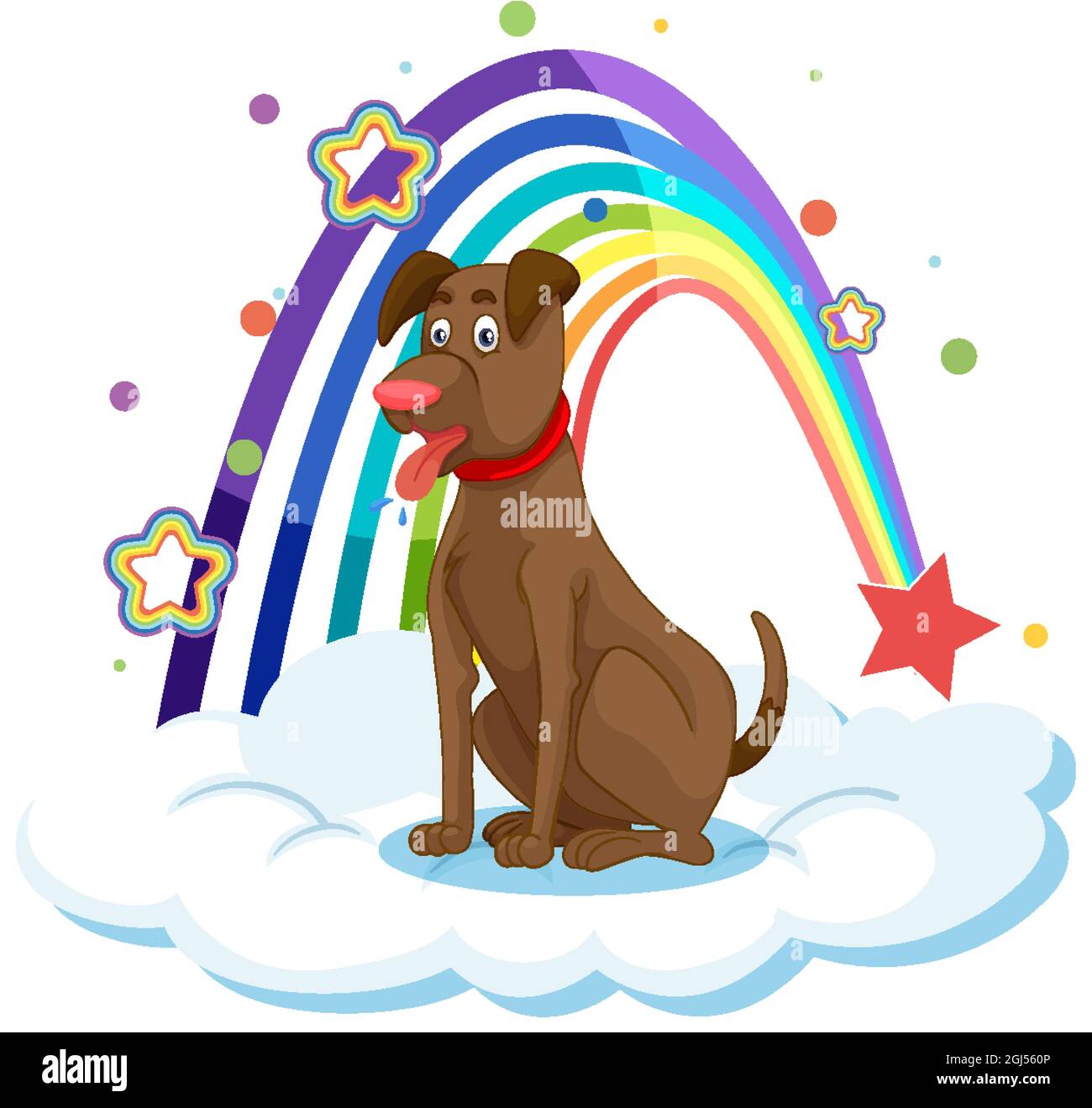 Cute dog on the cloud with rainbow illustration Stock Vector Image ...
