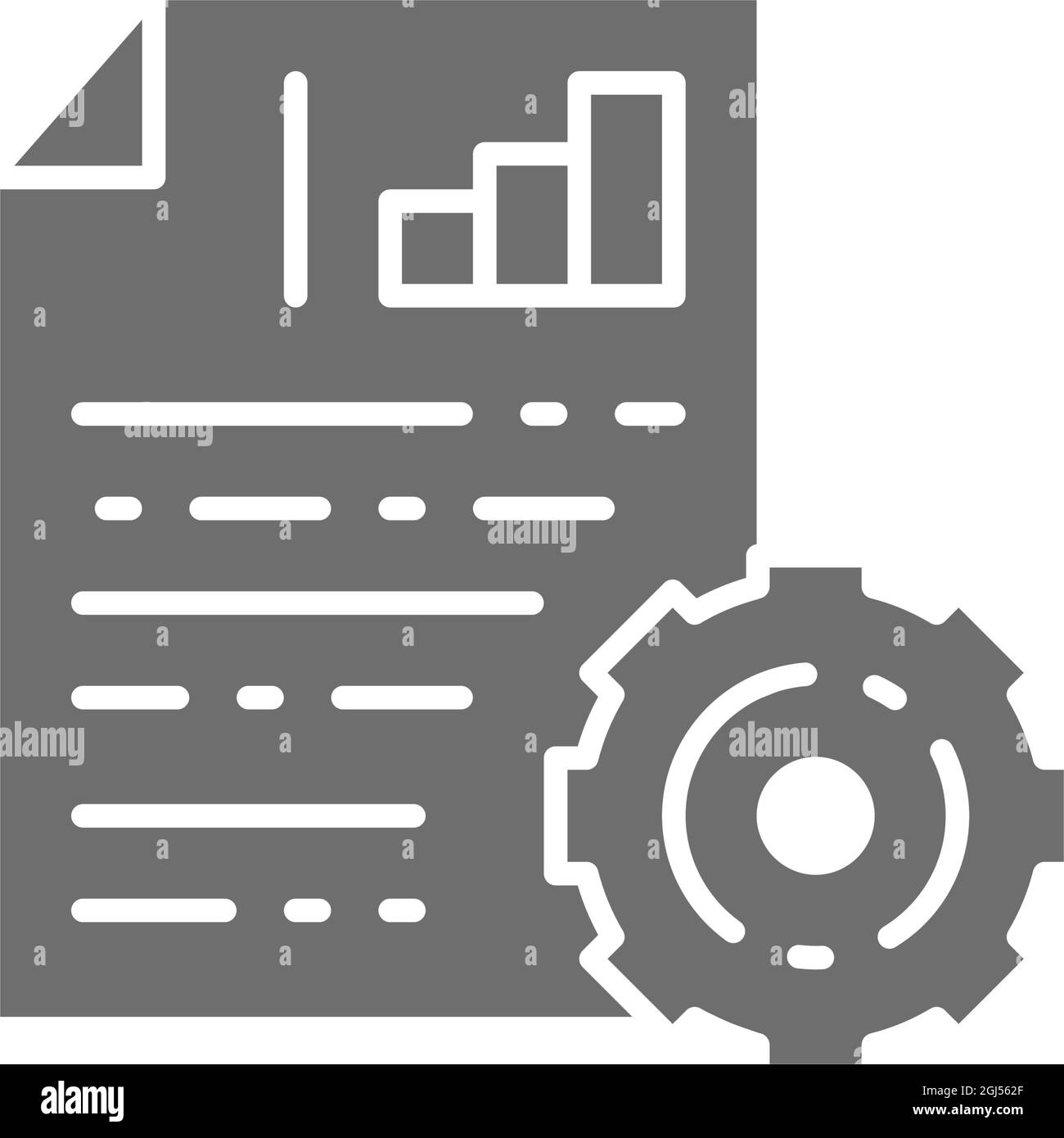 Engineering documents with diagram and gear wheel, project plan grey ...