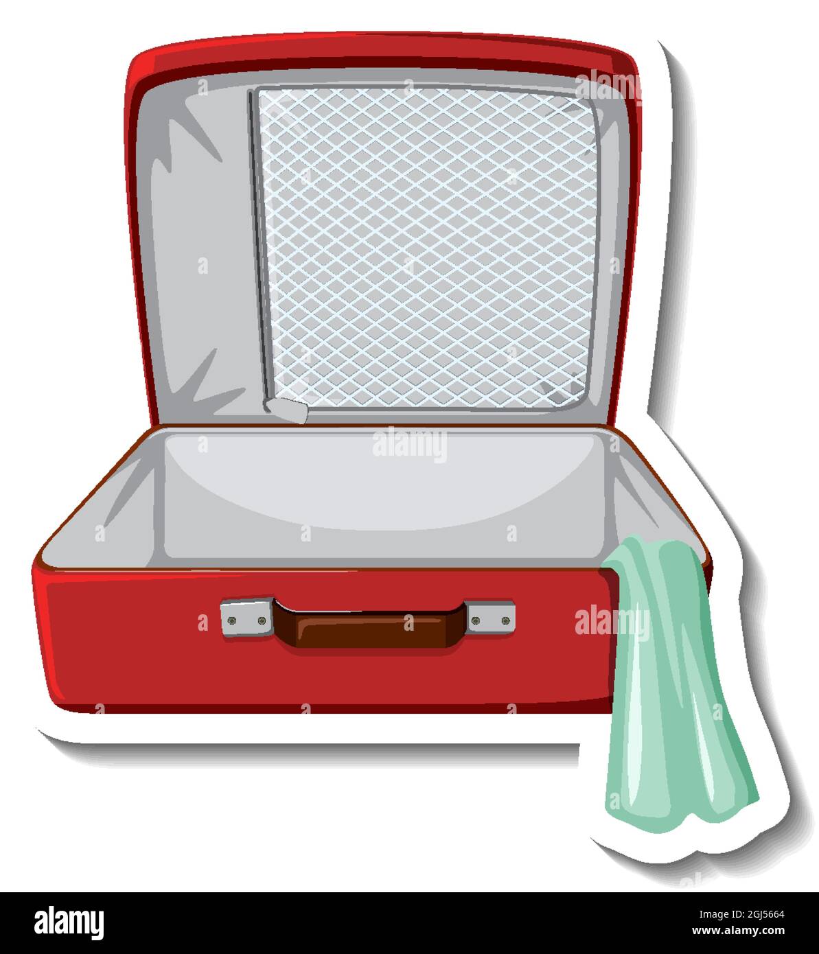 Leather suitcase opened cartoon sticker illustration Stock Vector Image ...