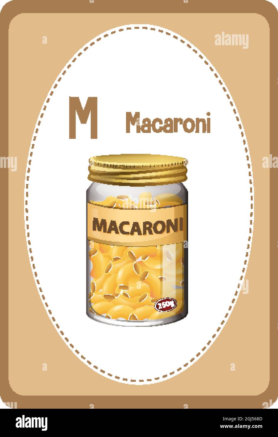 Alphabet flashcard with letter M for Macaroni illustration Stock Vector ...