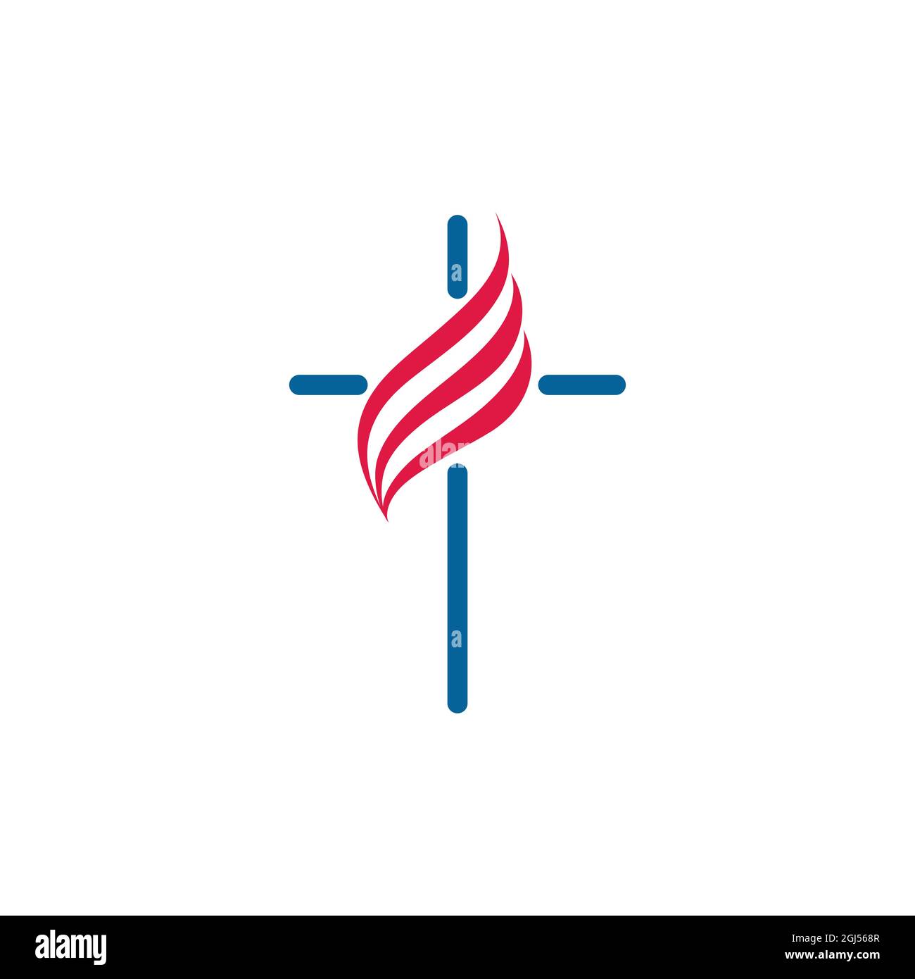 Cross on fire christian church logo. Vector icon for christian ...