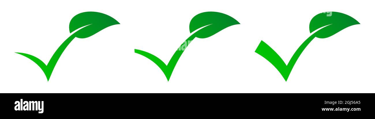 Check mark with green leaf. Check leaf logo design. Vector illustration ...