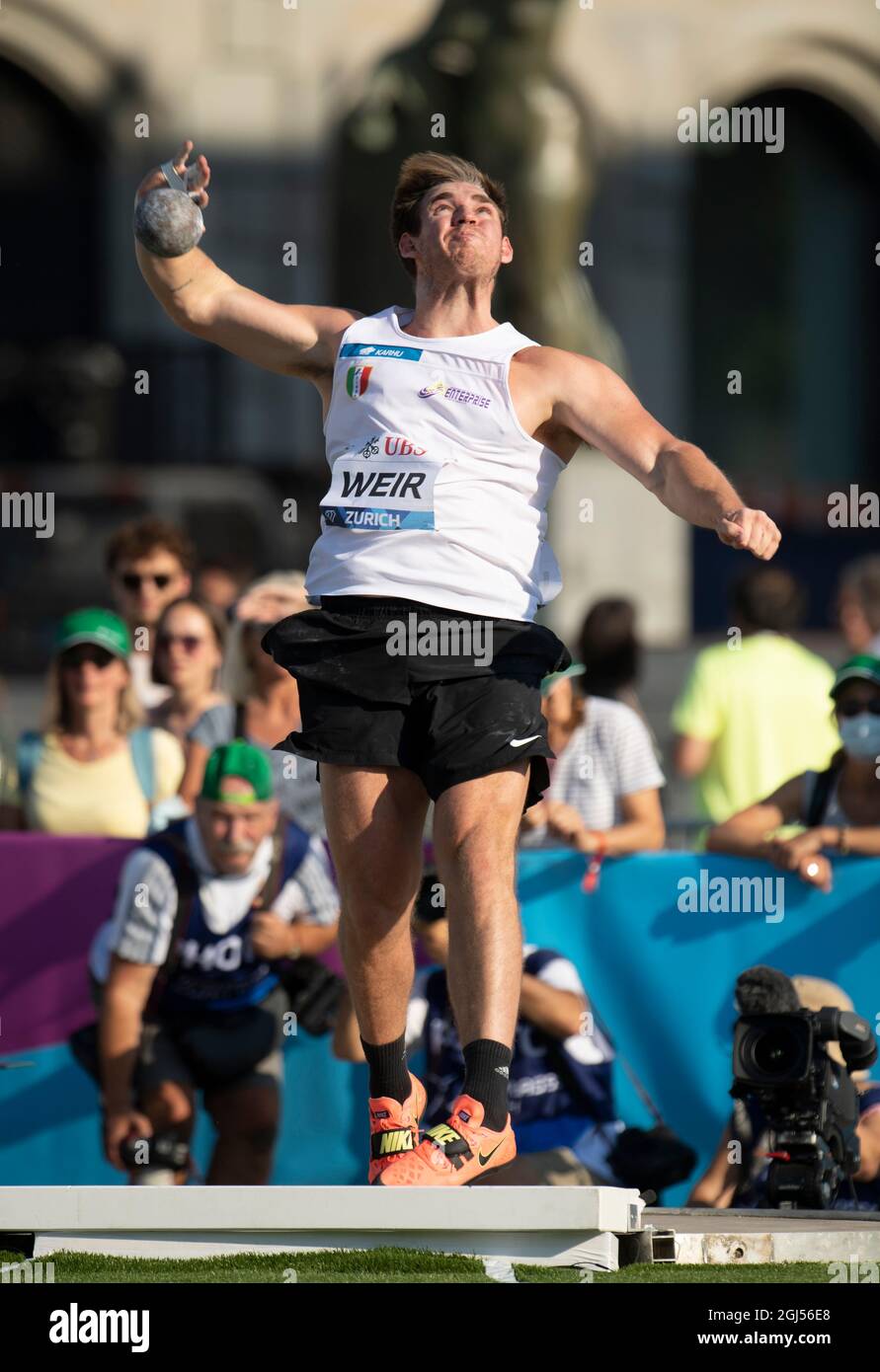 ZURICH - SWITZERLAND 8 SEP 21: Zane Weir of Italy competing in the shot ...