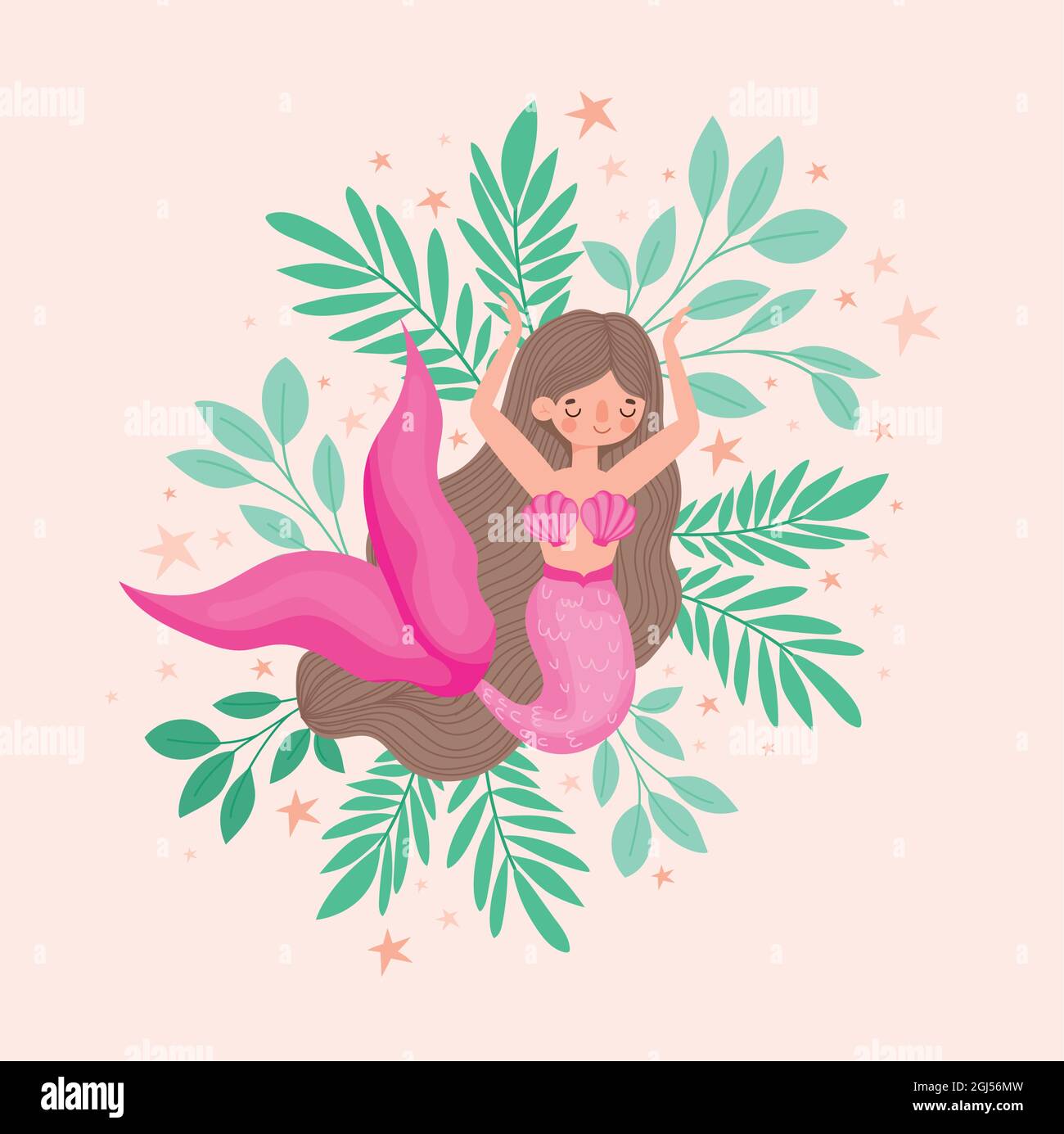 cute pink mermaid Stock Vector Image & Art - Alamy