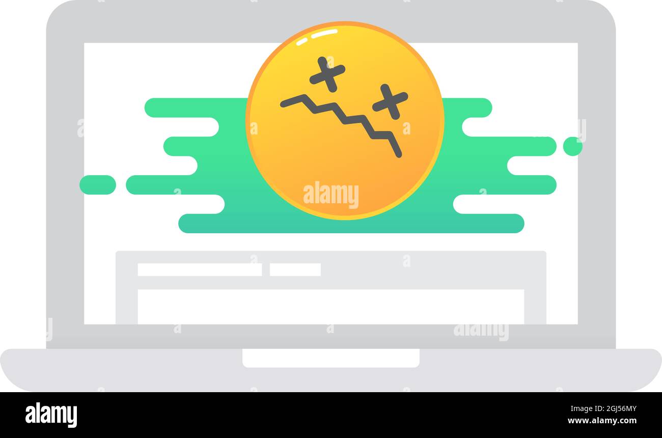 Laptop with bad internet connection vector icon Stock Vector Image ...