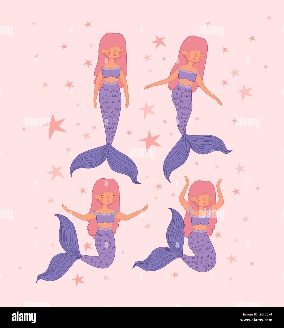 four purple mermaids Stock Vector Image & Art - Alamy