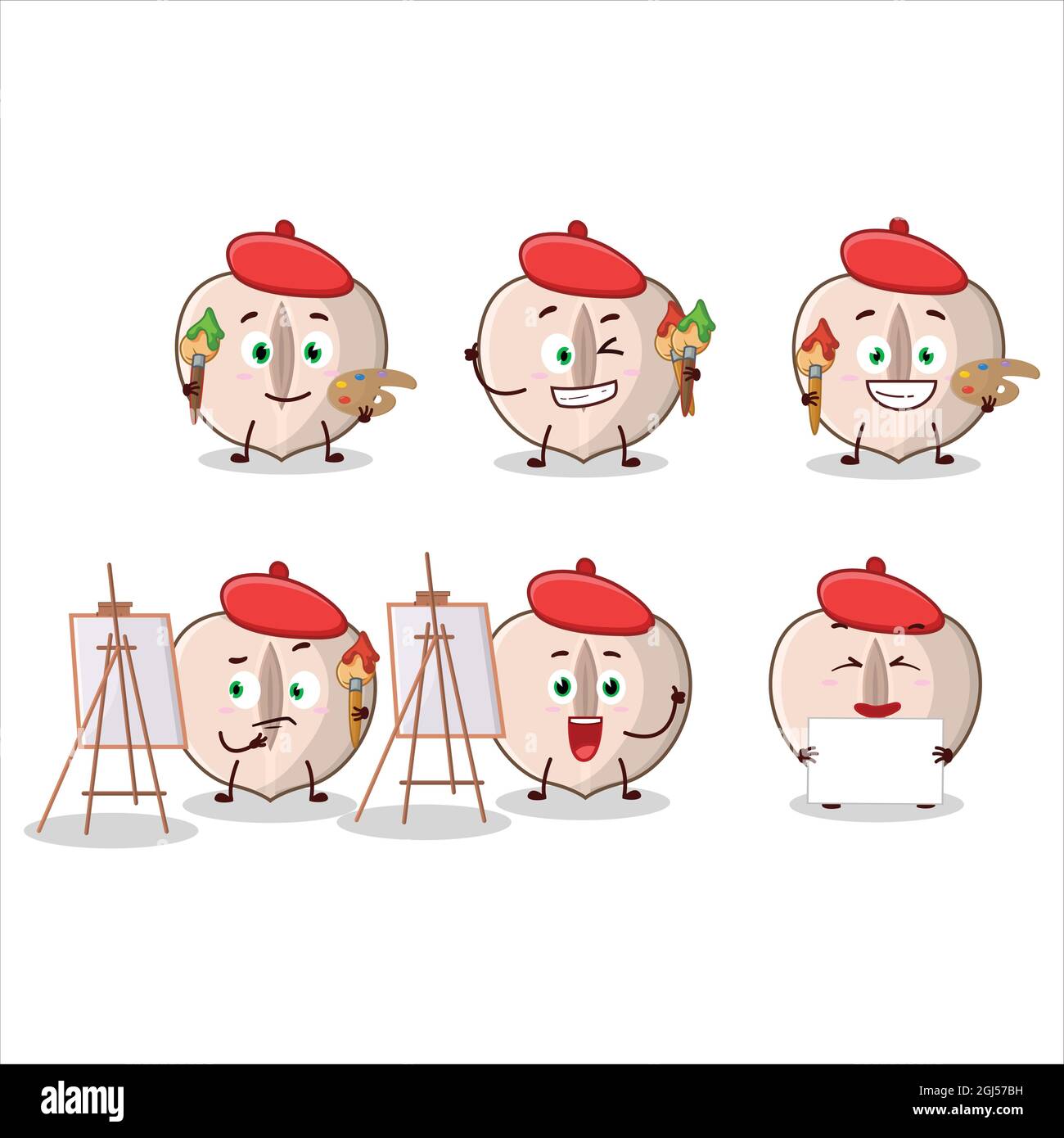 Artistic Artist of slice hazelnut cartoon character painting with a ...
