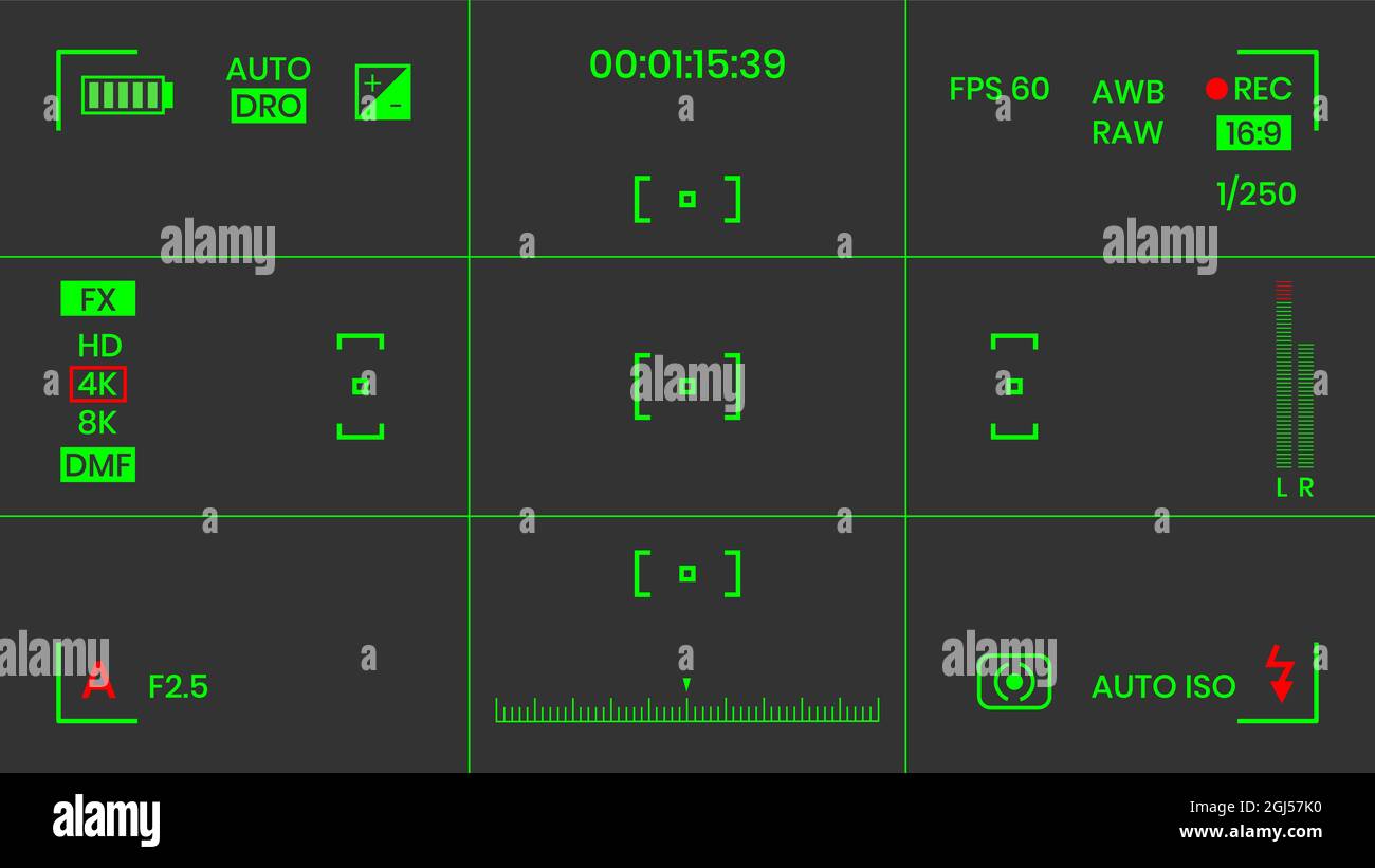 Camera viewfinder night vision video or photo frame recorder flat style ...