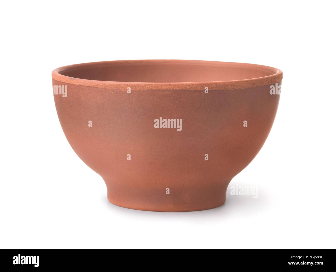 Front view of empty unpainted clay bowl isolated on white Stock Photo ...