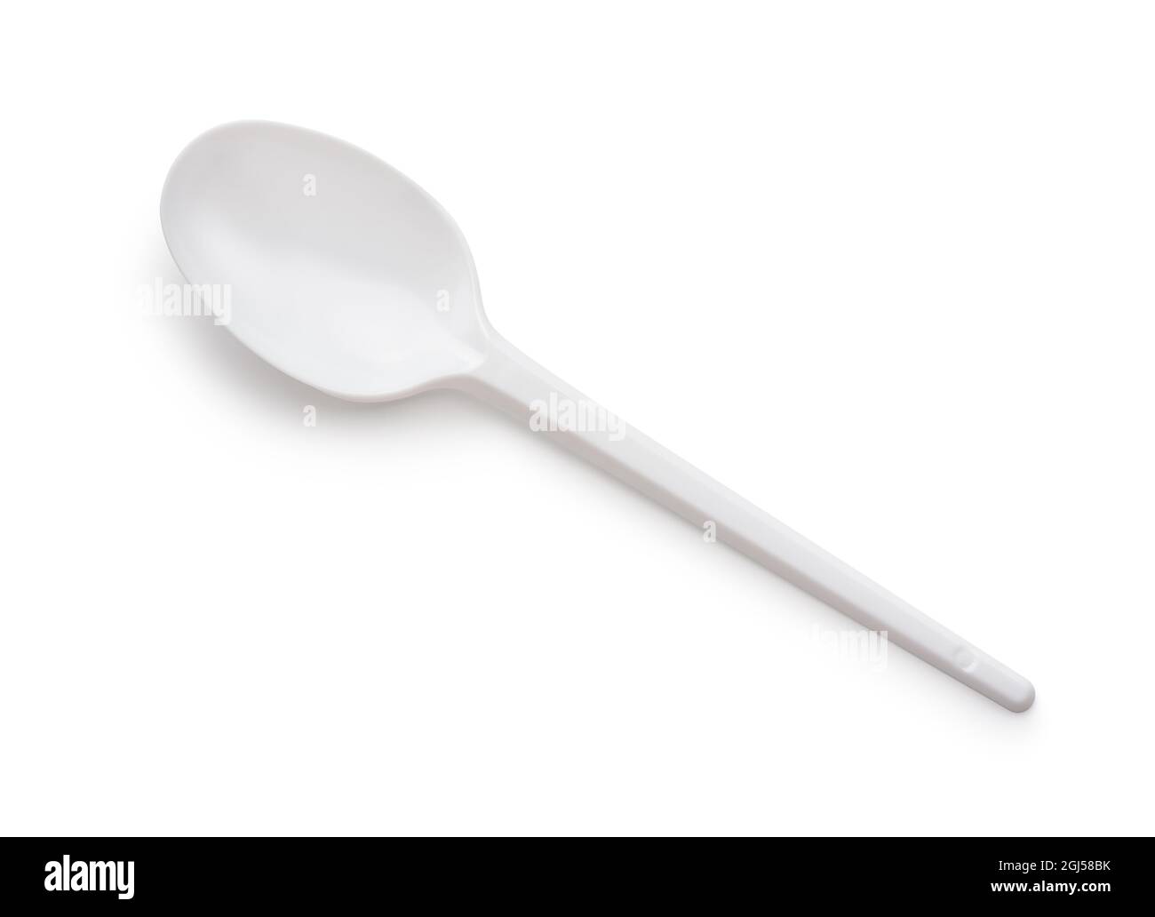 Top view of white disposable plastic spoon isolated on white Stock ...
