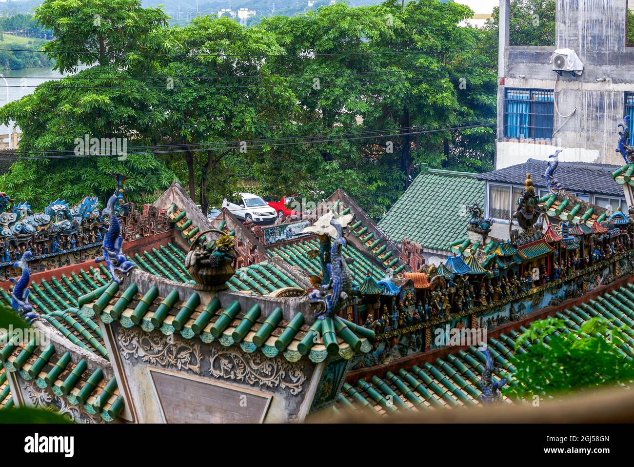 Colorful roofs of ancient Chinese Lingnan-style buildings Stock Photo ...