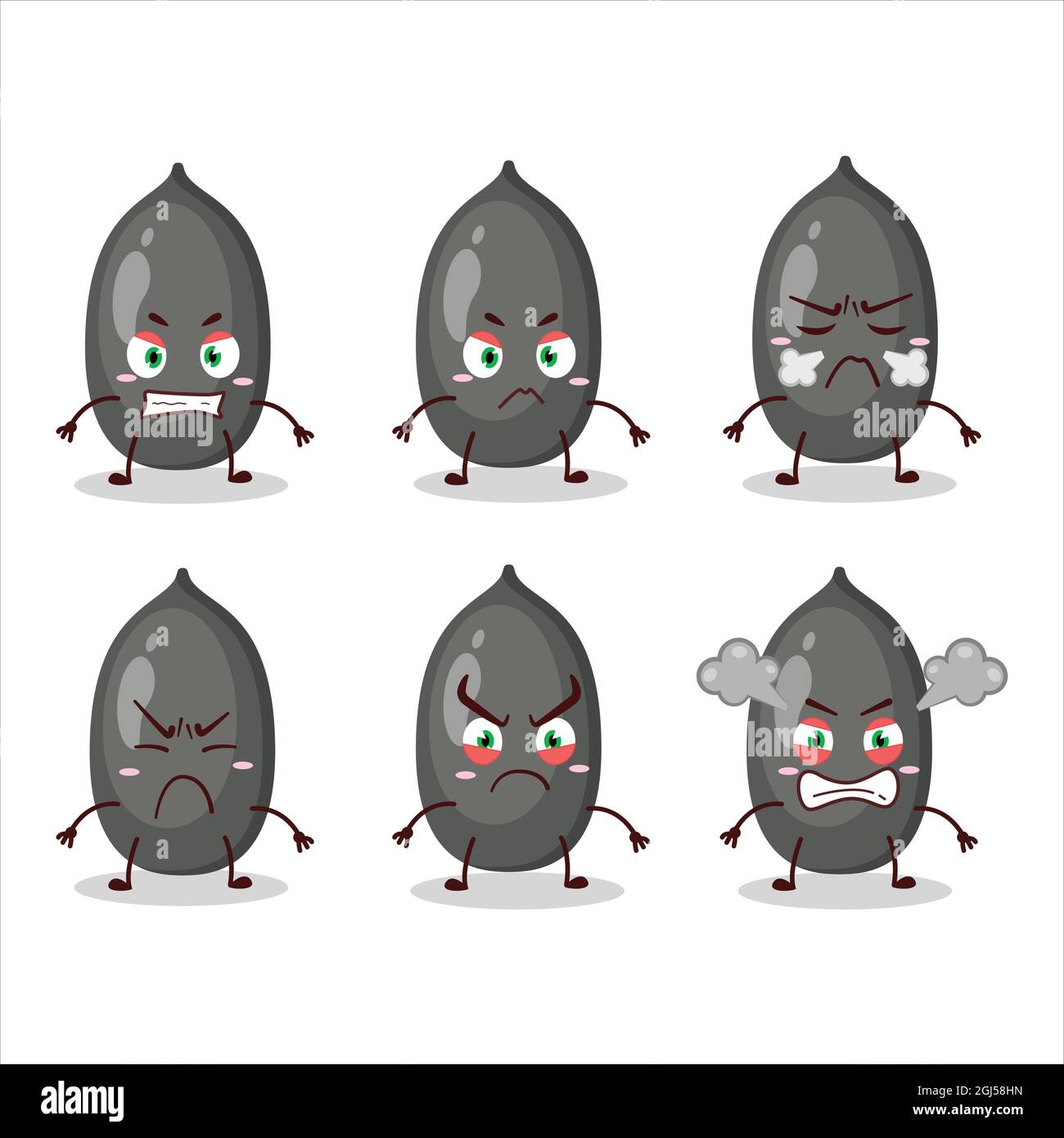 Sunflower seeds cartoon character with various angry expressions ...