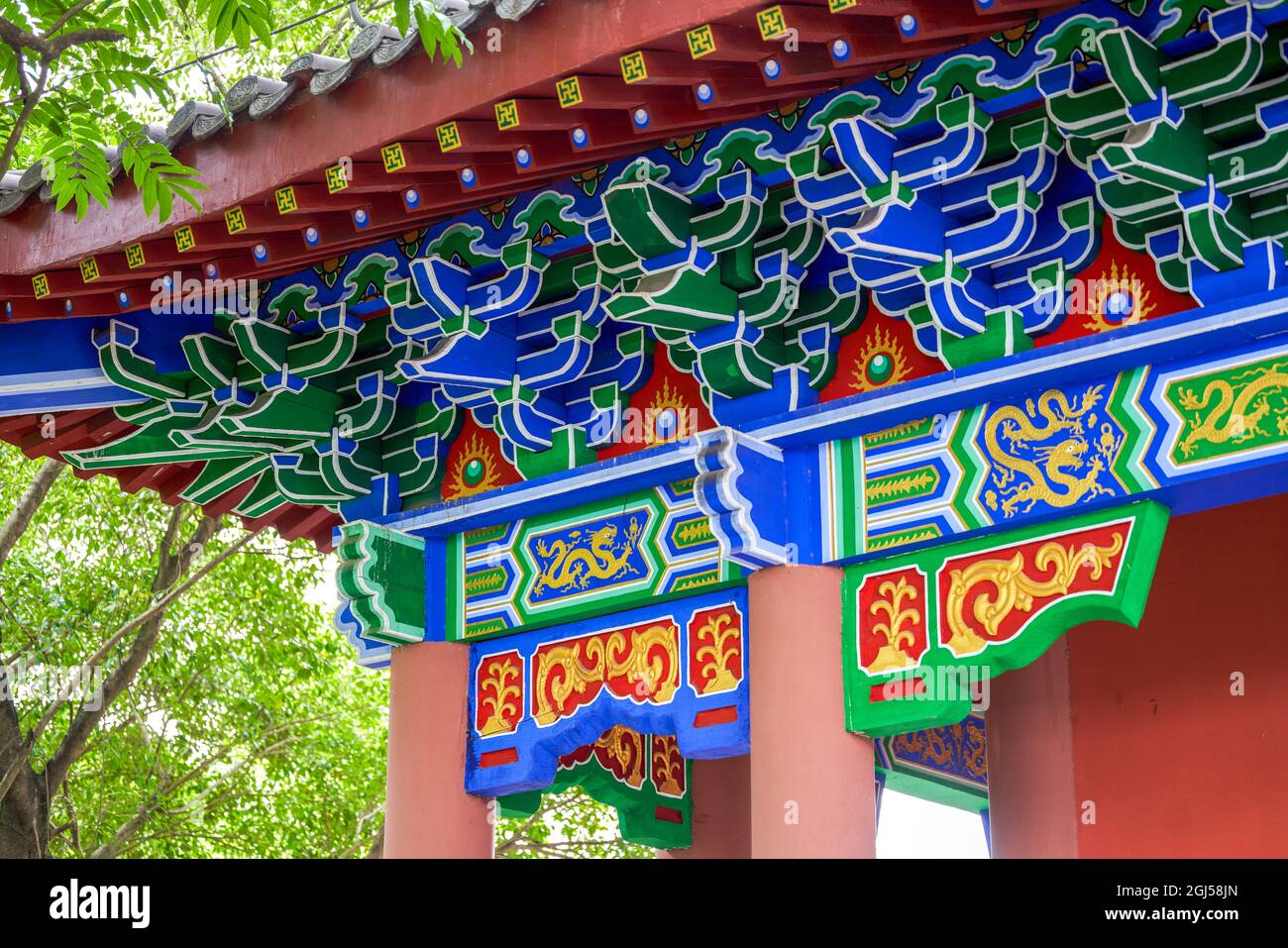 Colorful roofs of ancient Chinese Lingnan-style buildings Stock Photo ...