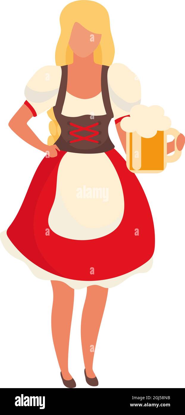 Beer girl wearing dirndl semi flat color vector character Stock Vector ...
